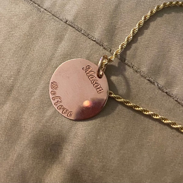 14k Solid Gold Custom Engrave Disc Pendant, Personalized Solid Gold ...