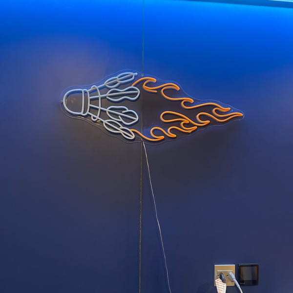 Badminton Fire Neon Sign, Fire Badminton Led Sign, Custom Neon Sign ...