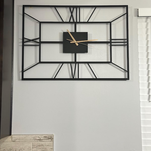 Rectangle Wall Clock, Oversized Silent Metal Wall Clock, Mantel Clock,modern Wall Decor ...