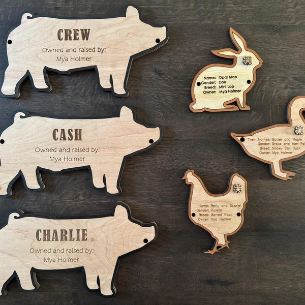 Customizable Pig Hog Stall Tag or Name Plate Label for Fairs and ...