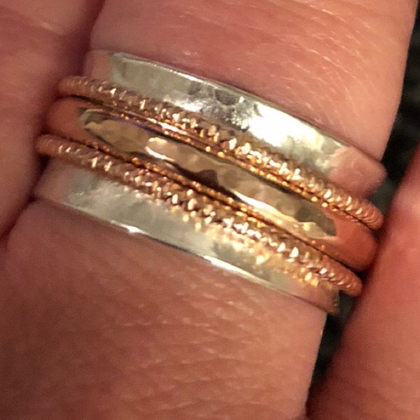 Stacking Rings, Gold and Silver Stack Rings, Square Gold Ring, Stacking ...