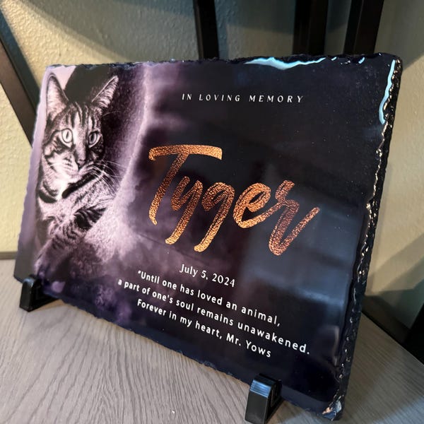 Personalized Photo Rock Slate, Custom Pet Loss Gift, Cat Memorial Gift ...