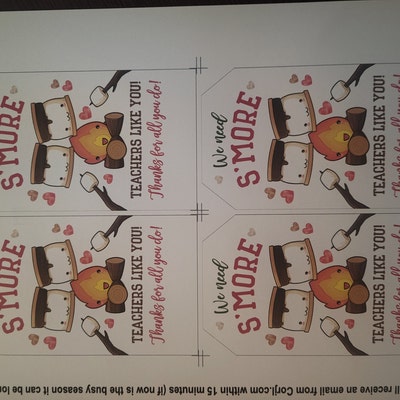 S'mores Gift Tag Teacher Appreciation Gift Tag We Need S'more Teachers ...