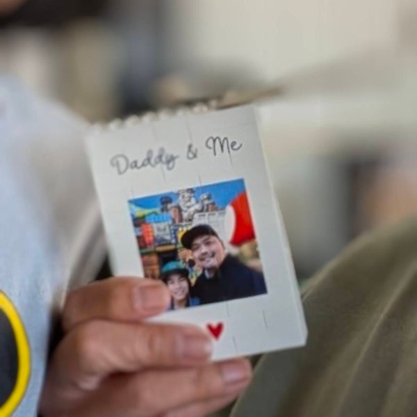 Personalised Daddy & Me LEGO® Brick Photo Block, Gift for Dad, White ...