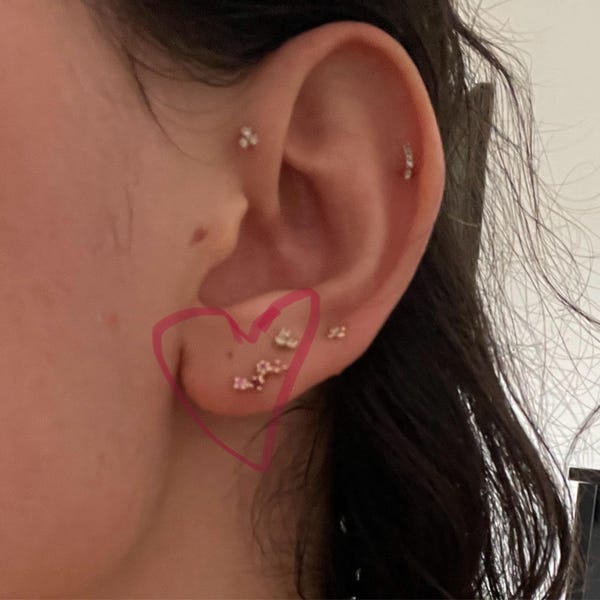 Comet Stud Piercing 14 Karat Real Gold Screw Back Cartilage Piercing, Tragus Piercing, Celestial ...