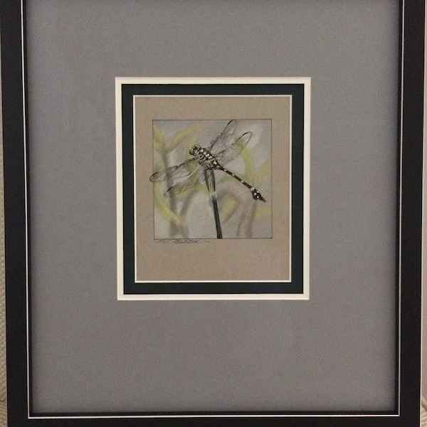 MATTED ORIGINAL Art/bunny Rabbit Drawing in Pen and Ink W/white Colored ...