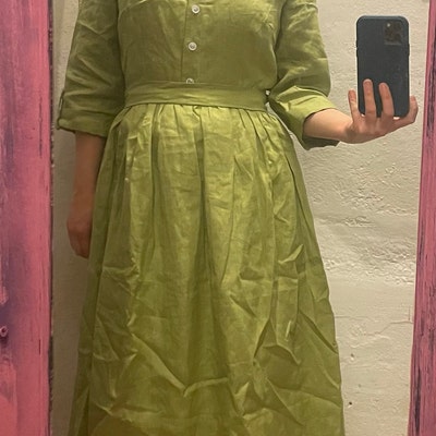 Linen Wrap Dress ELEGANCE, Flowy Linen Dress, Romantic Linen Outfit ...