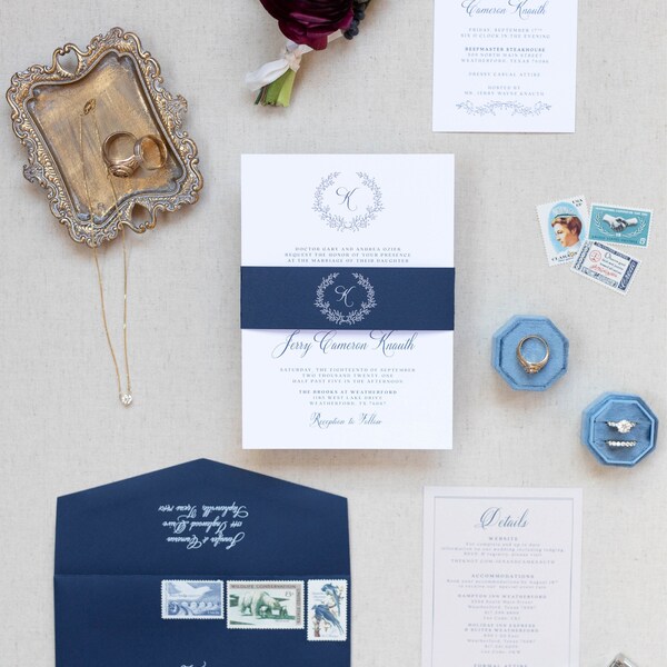 Vintage Blue US Postage Stamps: Wedding Invitations, Snail Mail - Etsy