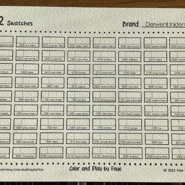 Numbered 1-120 Swatch Chart Printable Page Set of 120 DIY Color Chart ...