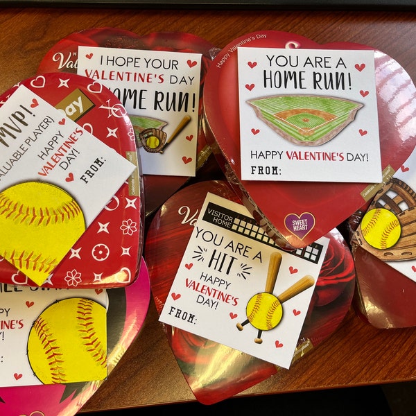 Softball Valentine's Day Cards for Kids: Printable School Valentines (instant Download) - Etsy