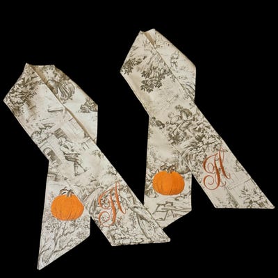 Custom Acorn Monogram Swag, Personalized Taupe Toile Thanksgiving ...