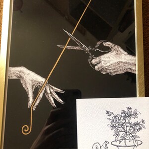 Thread of Life Ancient Greek Mythology Art Print, Hand Embellished Gold ...