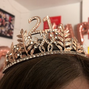 Rose Gold 21 Tiara, 21st Birthday Party Supplies and Accessories for ...