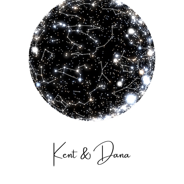 Custom Star Map, Constellation Chart Printable, Custom Star Chart ...