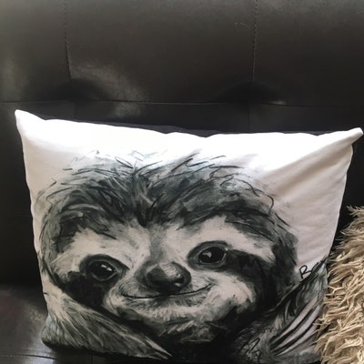 Cute Charcoal Sloth Vegan Cushion by Bex Williams Cheeky Sloth Handmade ...