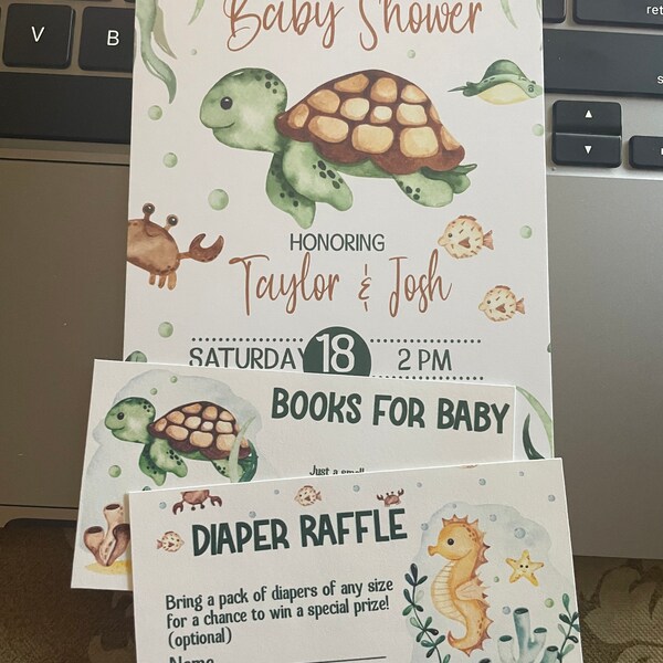 Turtle Baby Shower Invitation, Printable Baby Shower Invitation ...