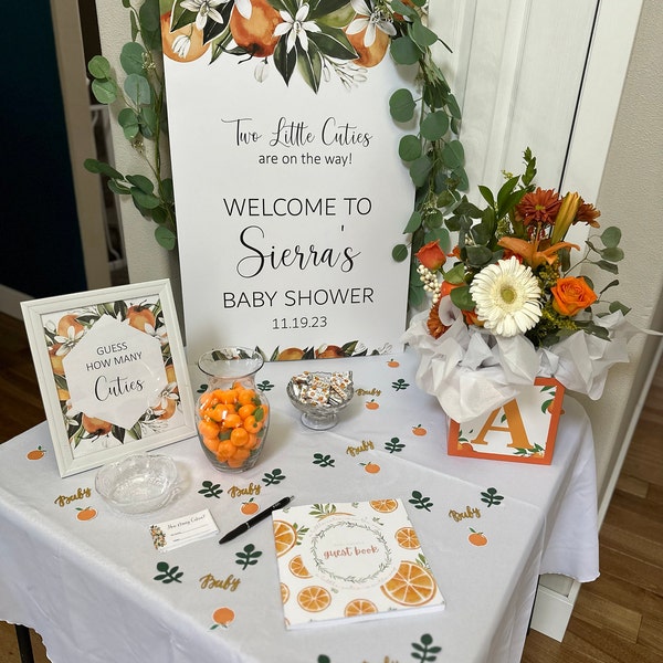 CUSTOM Orange Citrus Welcome Sign Little Cutie Baby Shower Welcome Sign ...