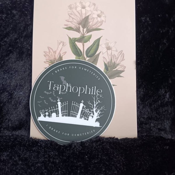 Taphophile Round Vinyl Sticker. Cemetery Lover. Gravestones. Graveyards ...