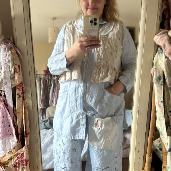 Handmade Shabby Chic Pink Bark Cloth Dresden Plate Hand Sewn Roses ...