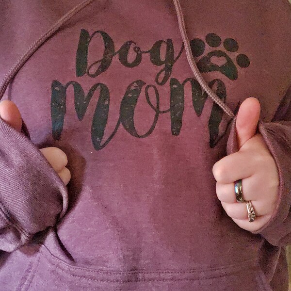 Dog Mom Hoodie, Dog Mom Hooded Sweatshirt, Dog Mom Paw Print Heart ...