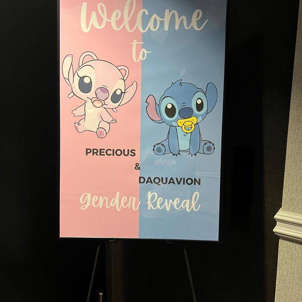 Stitch Gender Reveal Invitation, Baby Angel and Baby Stitch E-invite ...