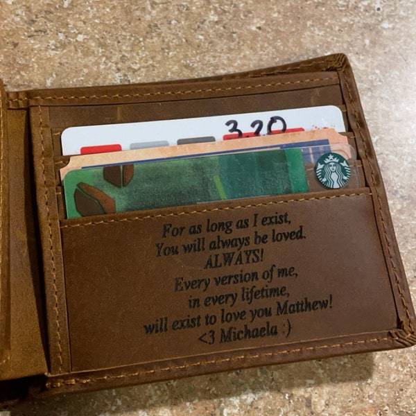 Handwriting Men's Wallet, Engraved Memorial Signature Wallet, Groomsmen ...