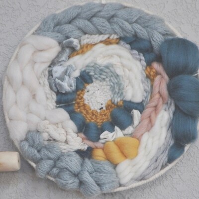 Handwoven Wall Hanging Fiber Art Yarn Textile Art Ocean Inspired Wall ...