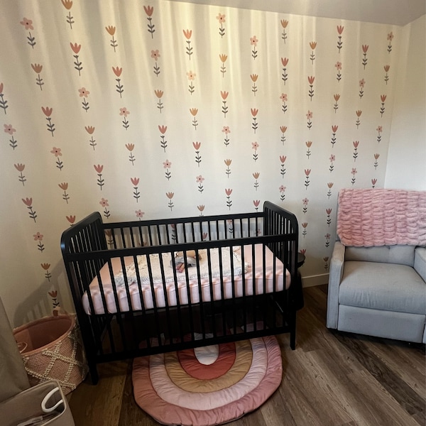 Wildflower Fabric Wall Decals, Boho Floral Decals for Girls Nursery ...