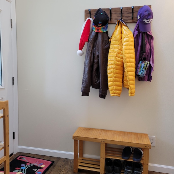 Rustic Reclaimed Wooden Wall Rack for Hats, Caps, & Coats - Farmhouse ...