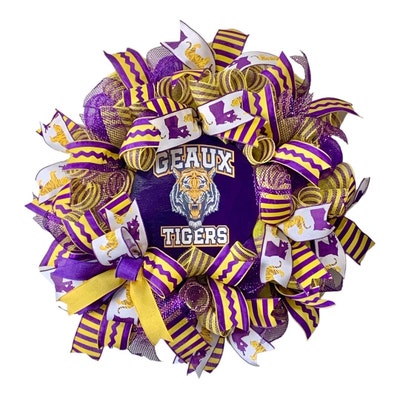Purple and Gold Ric Rac Wired Ribbon, LSU Purple Gold Wired Ribbon, LSU ...