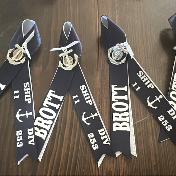 Personalized Navy PIR Graduation Ribbons With Anchor Pin (set of 2) - Etsy