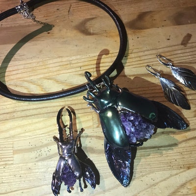 Silver Beetle Necklace / Bug Pendant / Insect Jewelry / Bug Necklace ...