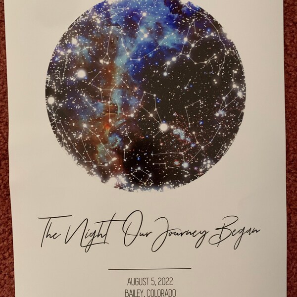 Custom Star Map, REAL Night Sky Map, Constellation Map Printable ...