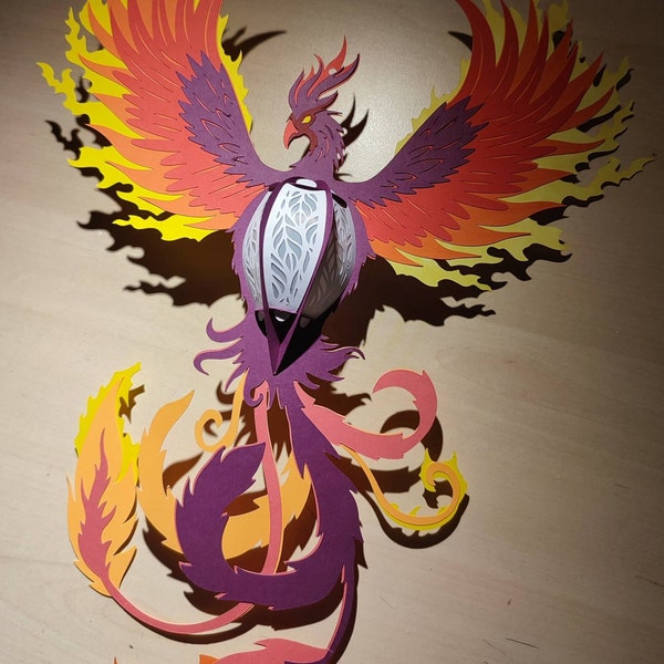 Phoenix Lantern PDF, SVG, Studio Template - DIY Phoenix Paper Cut ...