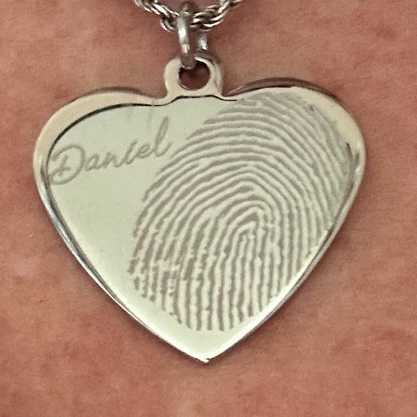 Fingerprint Handwriting Necklace, Memorial Fingerprint Jewelry ...