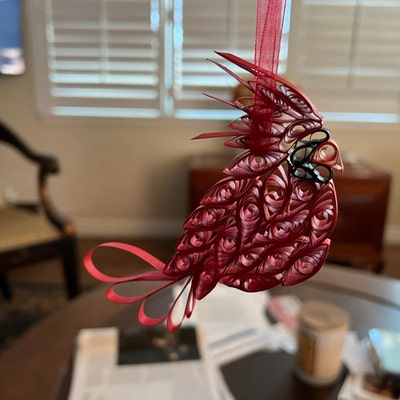 Quilling Bird, Cardinal Ornament, Red Christmas Bird, Cardinal Bird ...