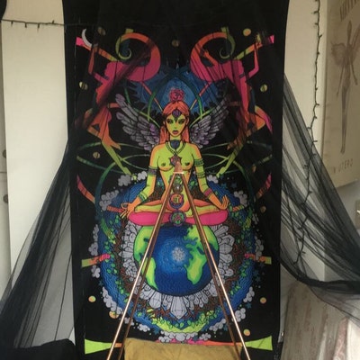 Trippy Wall Art 'chakra Goddess' Psychedelic Tapestry, Trippy Wall ...
