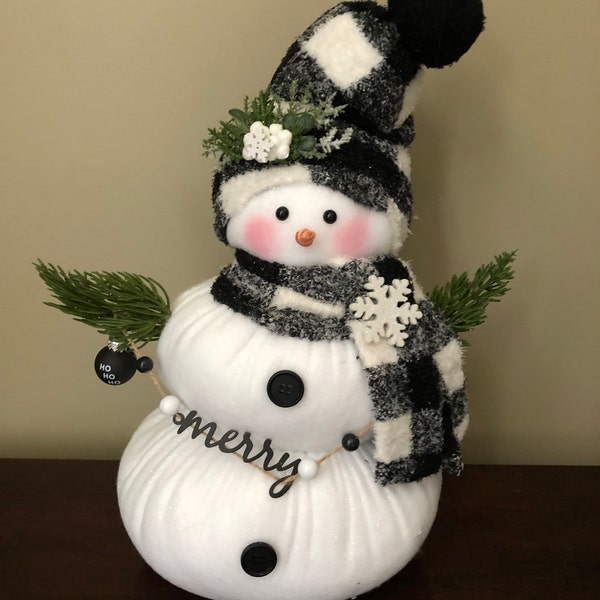 Handmade Fleece Snowman, Pastel Pink With Beaded Garland and Christmas ...