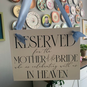 Mother of the Bride Memorial Sign for Wedding Chair Banner to Reserve ...