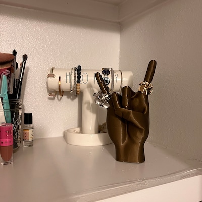 Metal Hand, Rock Hand Sign, Skeleton Hand Jewelry Holder, Rock On ...