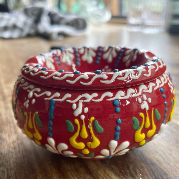 Turkish Ceramic Macrame Wall Plate 12" | Decorative Macrame Plate for ...