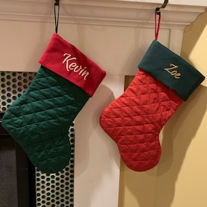 Personalized Christmas Stocking. Quilted Christmas Stocking With Ivory ...