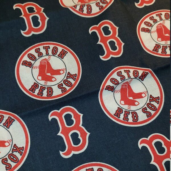 Boston Red Sox Fabric Blue Background Major League Baseball MLB Teams ...