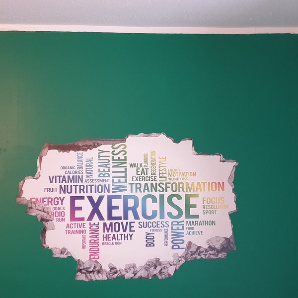 Word Cloud Fitness Exercise Gym Wall Decal Sticker Mural Poster Print ...