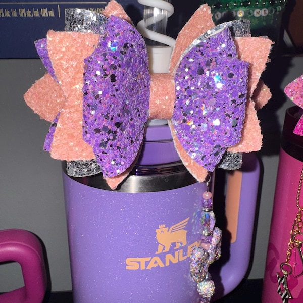 Periwinkle Shimmer Stanley Straw Bow - Purple and Peach - Etsy