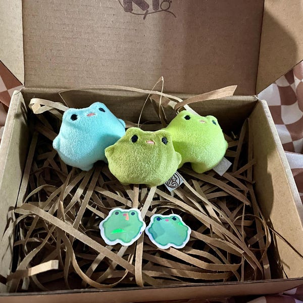 Mini Frog Plush [set of 3] - Original Green Trio [handmade] - Etsy
