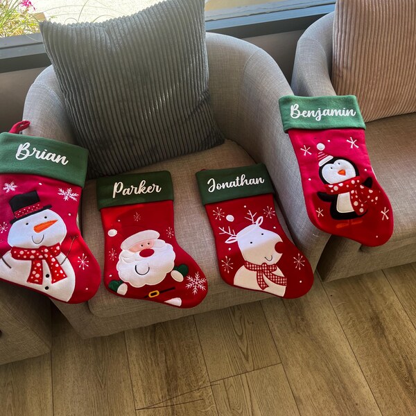 Red & Green Personalized Christmas Stockings | Custom - Etsy