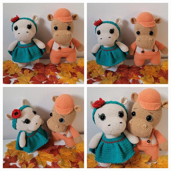 Handmade Crochet Hippo Duo Pattern - DIY Amigurumi Hippos PDF, Fun ...