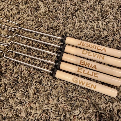 Custom Engraved S'mores Roasting Stick Set, Personalized Housewarming ...