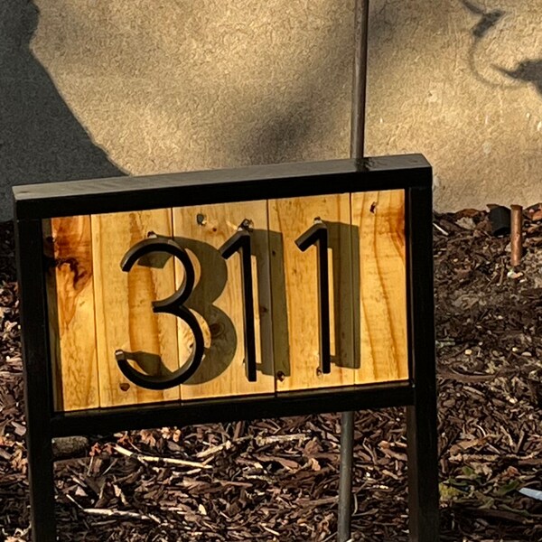 Address Stake Modern | Reclaimed Wood House Numbers for Garden ...